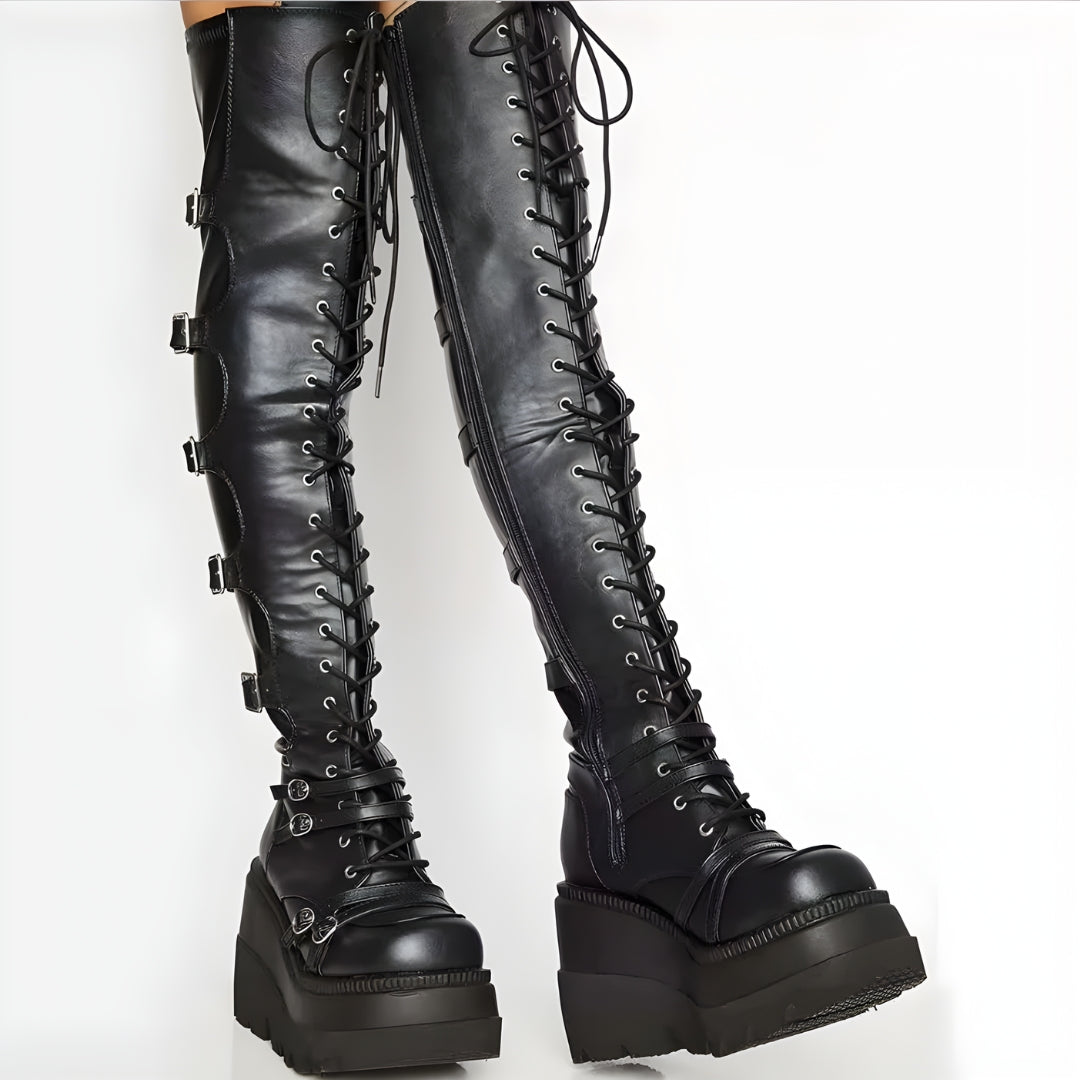 Iron Hex Thigh Boots – Nyxaria